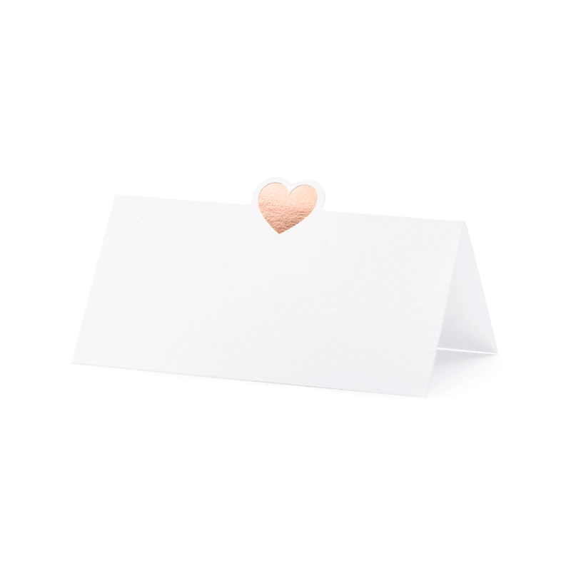 Bordkort - Hjerte - Hvid med rosa - 10 stk - Fest - Gavlhuset