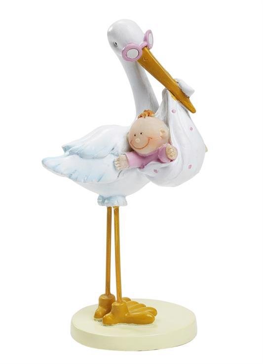 Stork med lille pige - ca. 11 cm - Fest - Gavlhuset