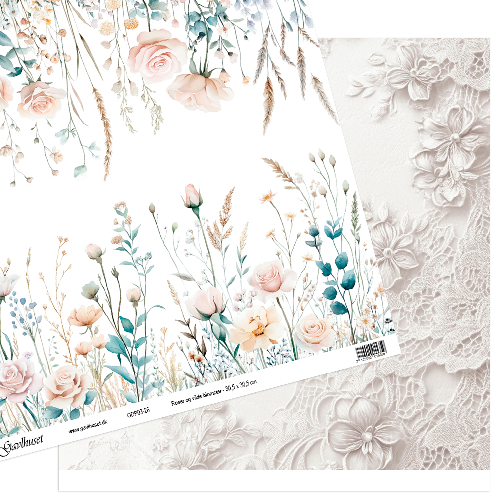 Gavlhusets Design - Papir - Roser og vilde blomster - Kort & Scrap ...