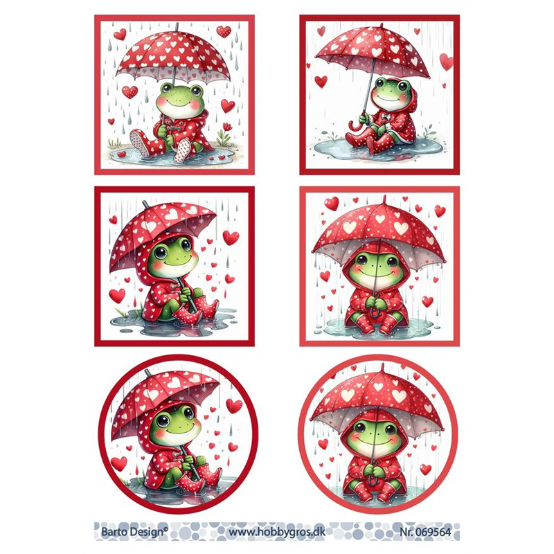 Barto Design - 3D ark - Frø i regnvejr - Kort & Scrap - Gavlhuset